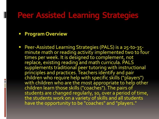Peer assisted learning strategies | PPTX | Daycare and Pre-School ...