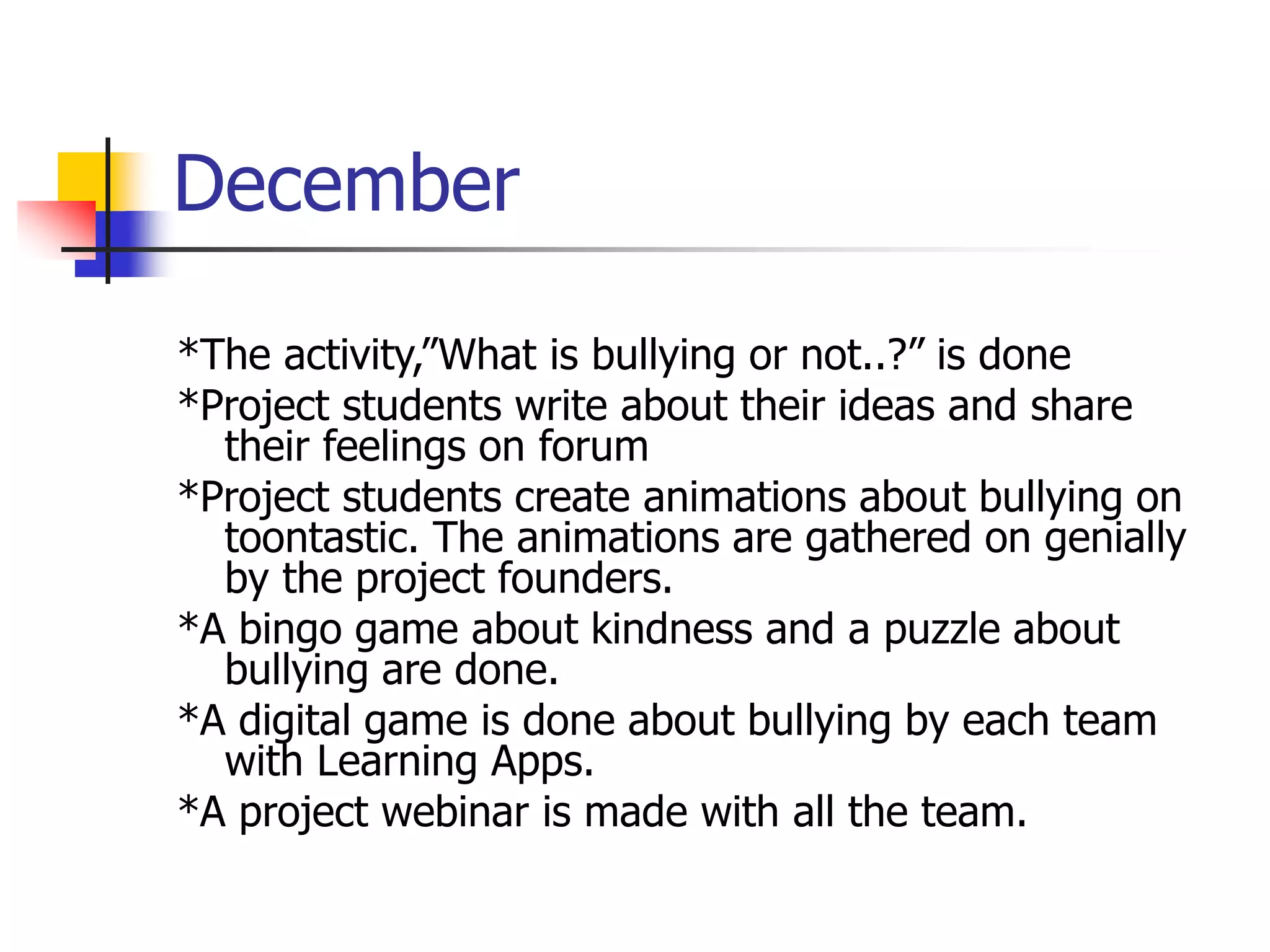 Peer bullying project plan | PPT