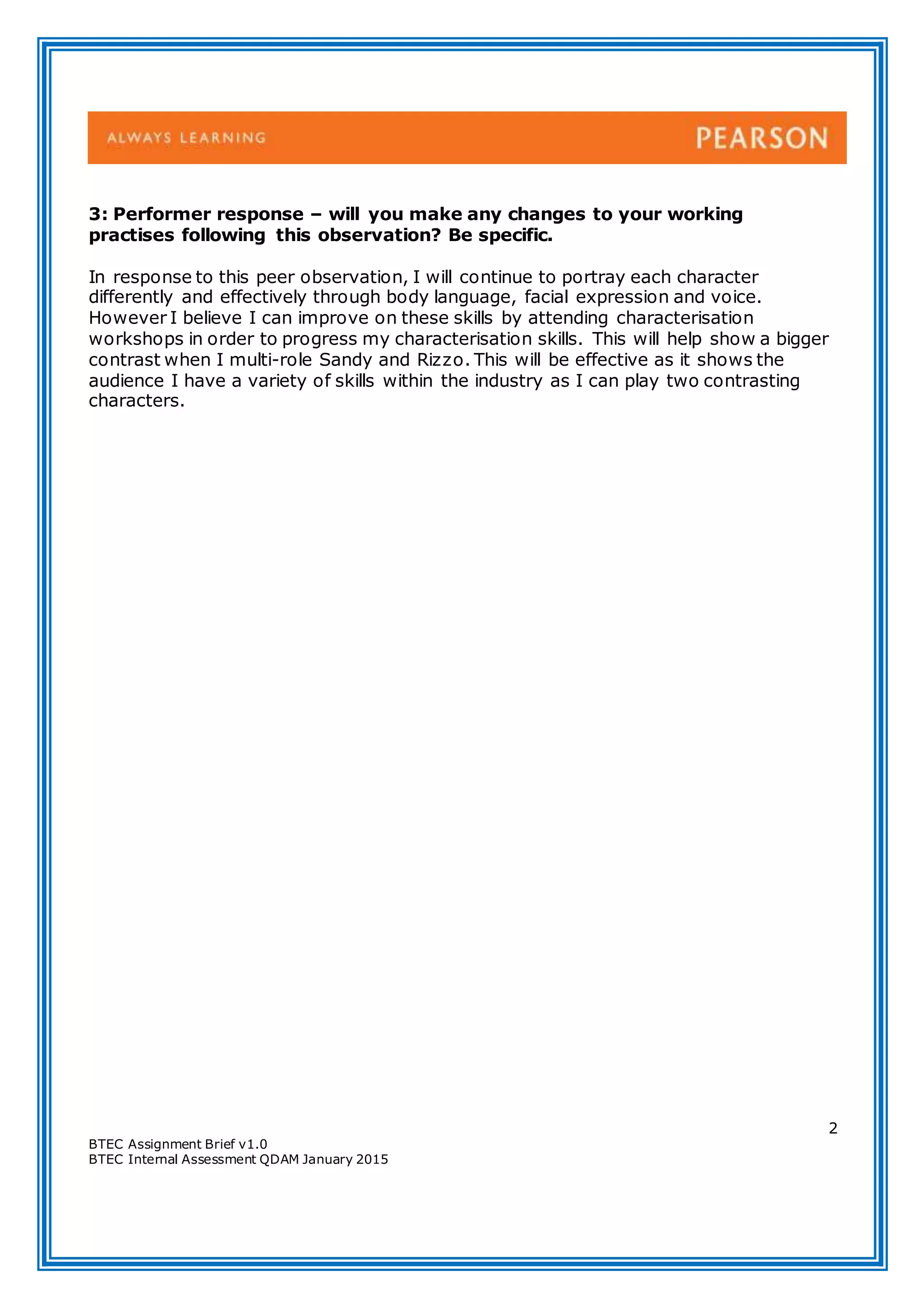 Peer Observation - Charaterisation | PDF