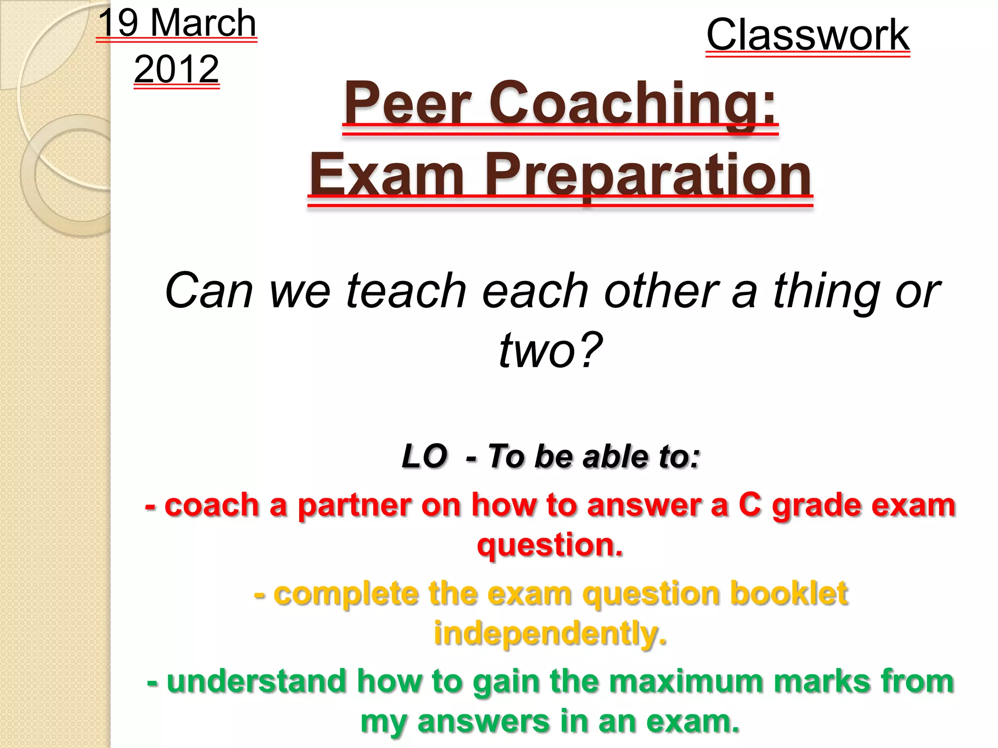 Peer coaching | PPTX