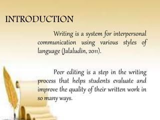 Peer Editing Technique for Teaching Writing | PPTX