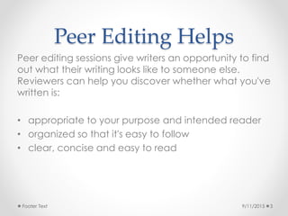 Peer Editing | PPTX | Freelance Writing | Content Production