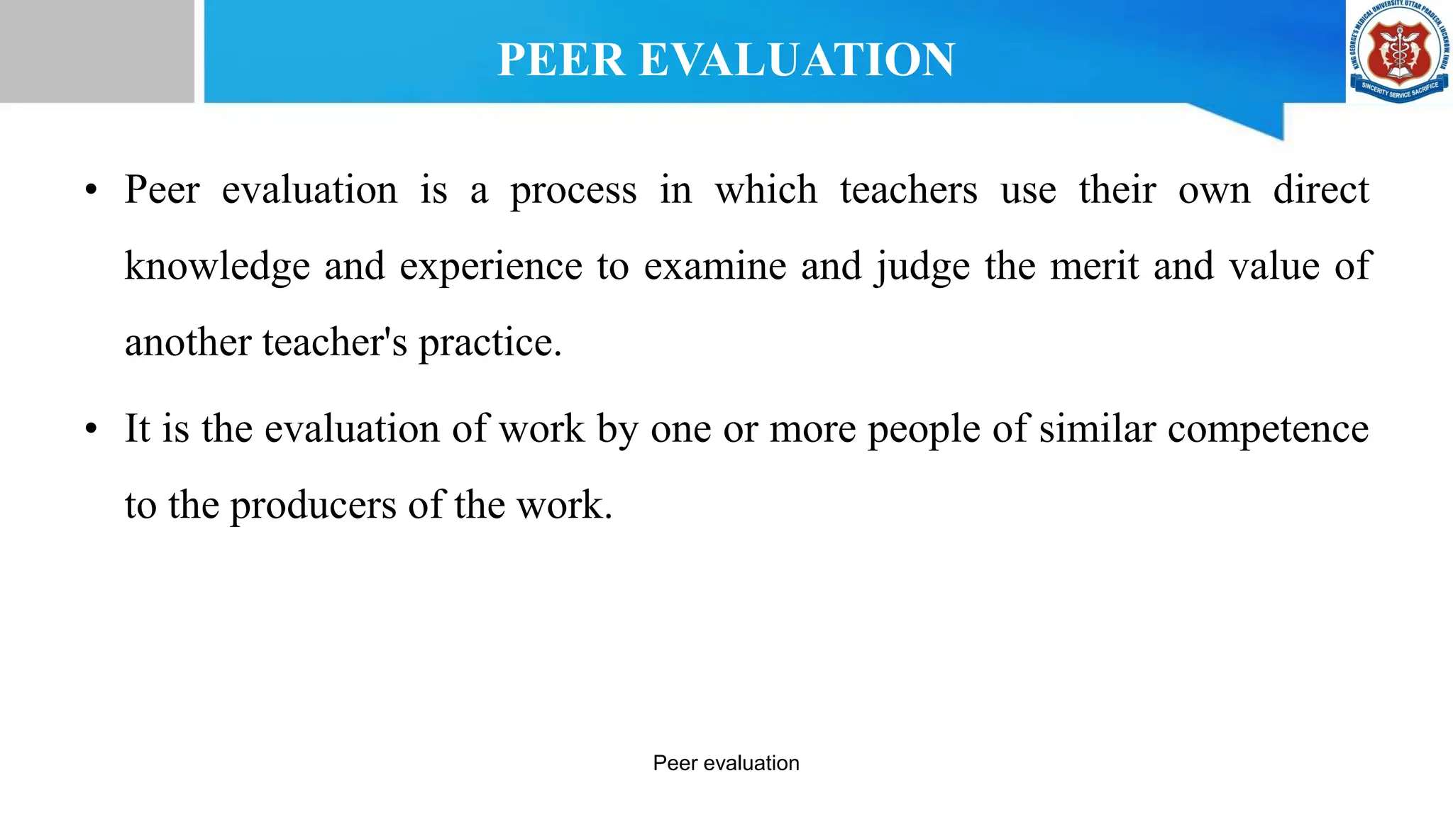 PEER EVALUATION NURSING EDUCATION .pptx