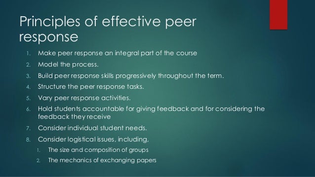 Peer feedback or response in writing class