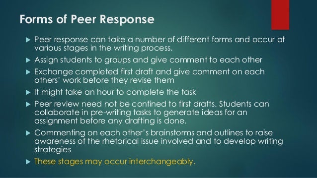 Peer feedback or response in writing class