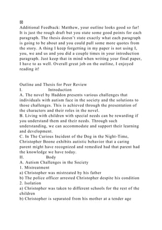 Peer Feedback Rubric for Literary Analysis OutlineInstructions .docx