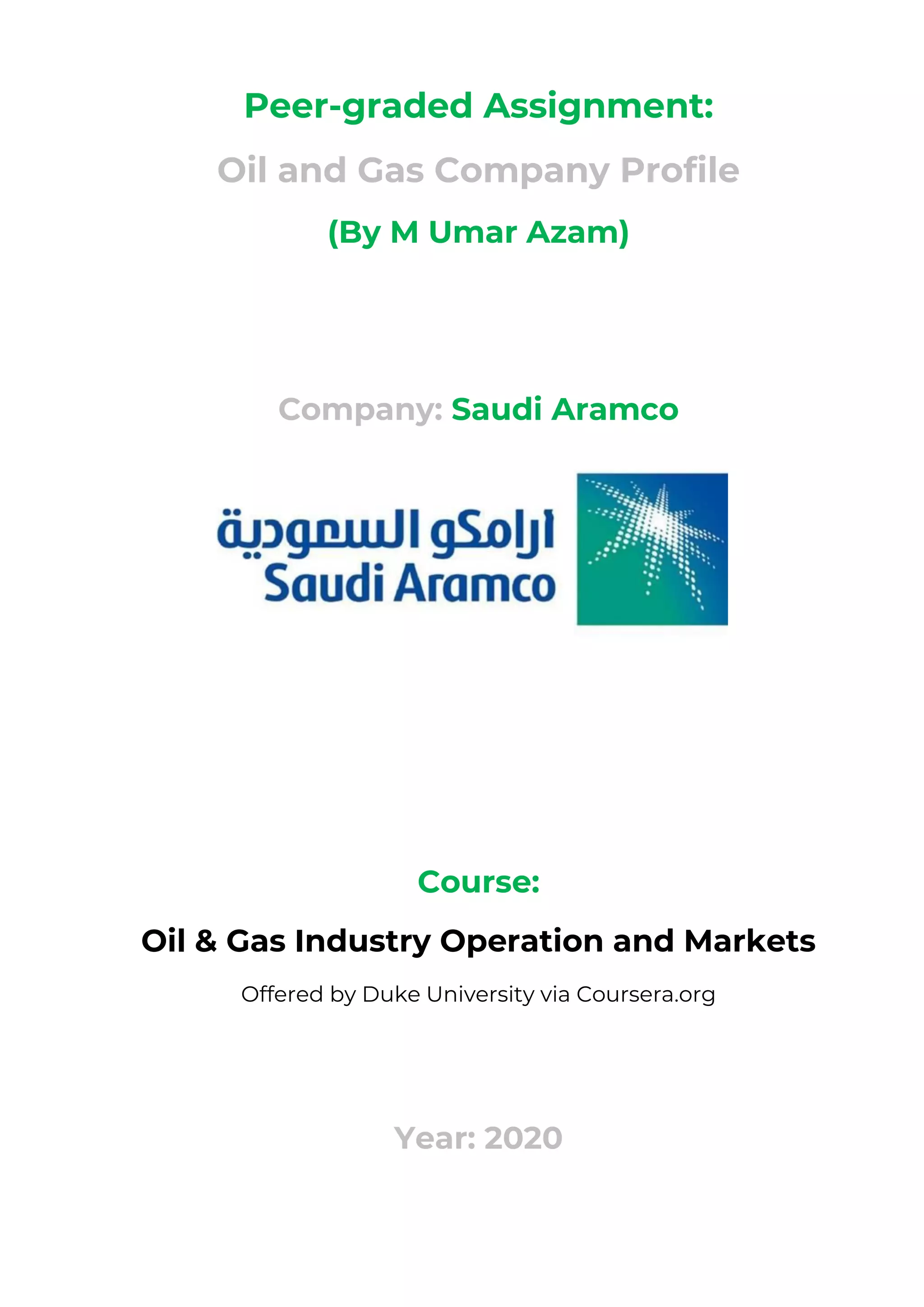 Saudi Aramco Profile - Peer Graded Assignment | PDF