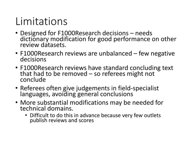 Peer judge: Praise and Criticism Detection in F1000Research reviews | PPT