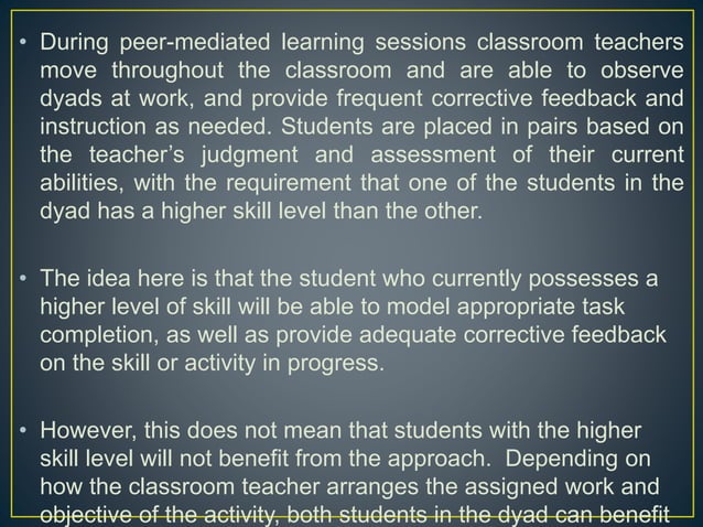 Peer Mediated Learning | PPTX | Special Education | Education