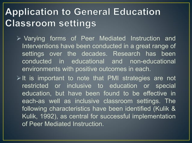 Peer Mediated Learning | PPTX | Special Education | Education