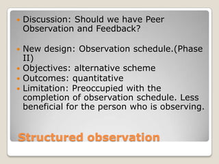 Peer observation and feed back in ELT teacher training programmes | PPT