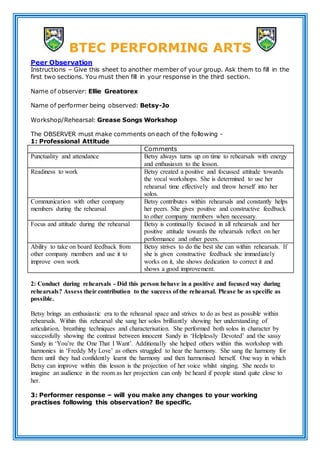 Peer observation betsy | DOCX