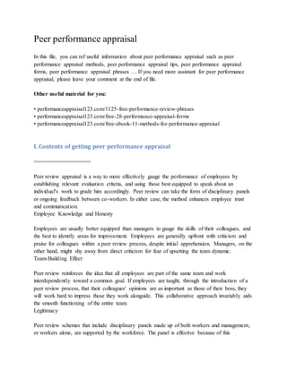 Peer performance appraisal | DOCX