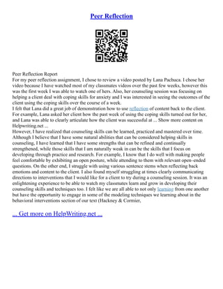 Peer Reflection | PDF