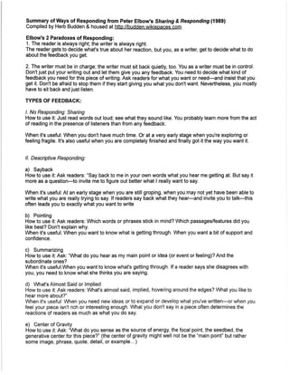 Peer Responding Samples - Peter Elbow included | PDF