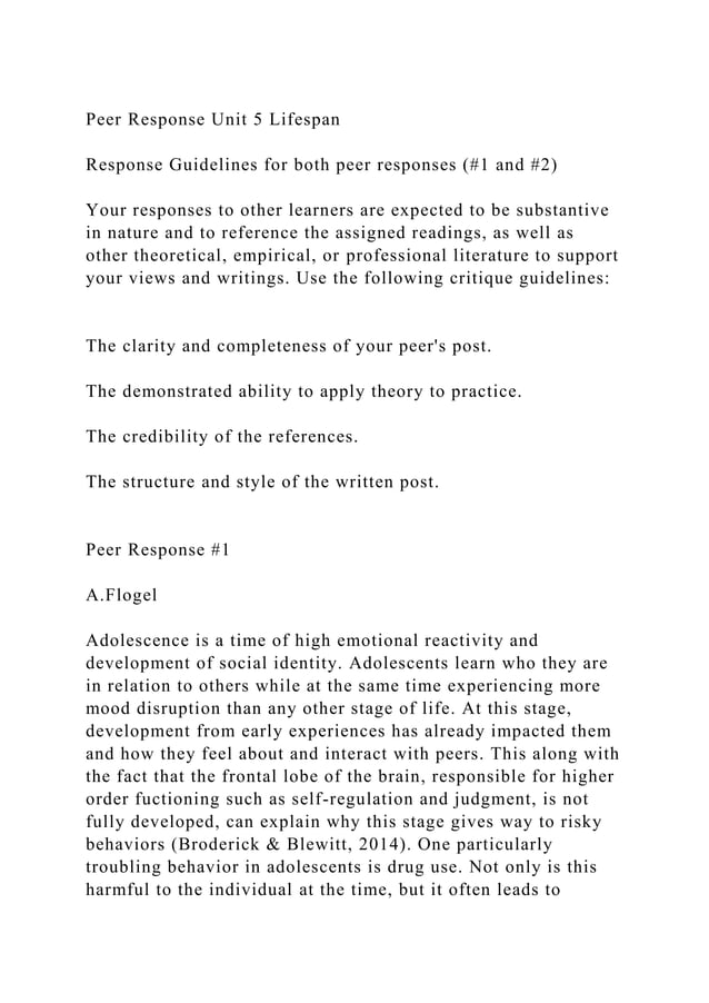 Peer Response Unit 5 LifespanResponse Guidelines for both peer r.docx