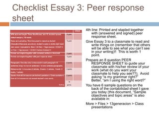 Peer respose sheet essay 3 | PPTX