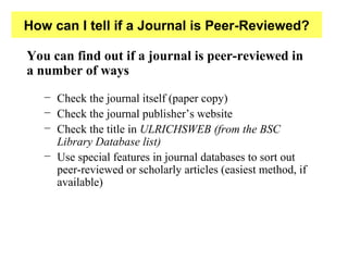 Peer reviewed journals 2013 | PPT