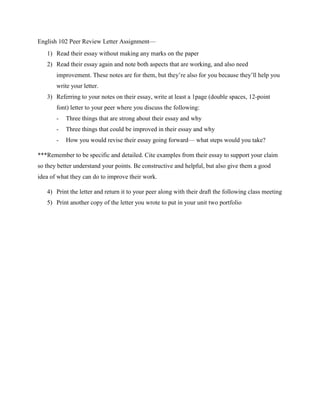 Peer review letter assignment | PDF