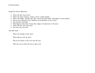 Peer Review Rubric for Story | PPT