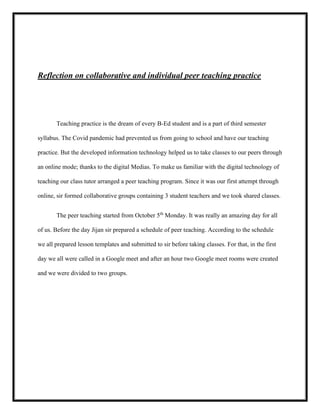Peer teaching reflection | PDF
