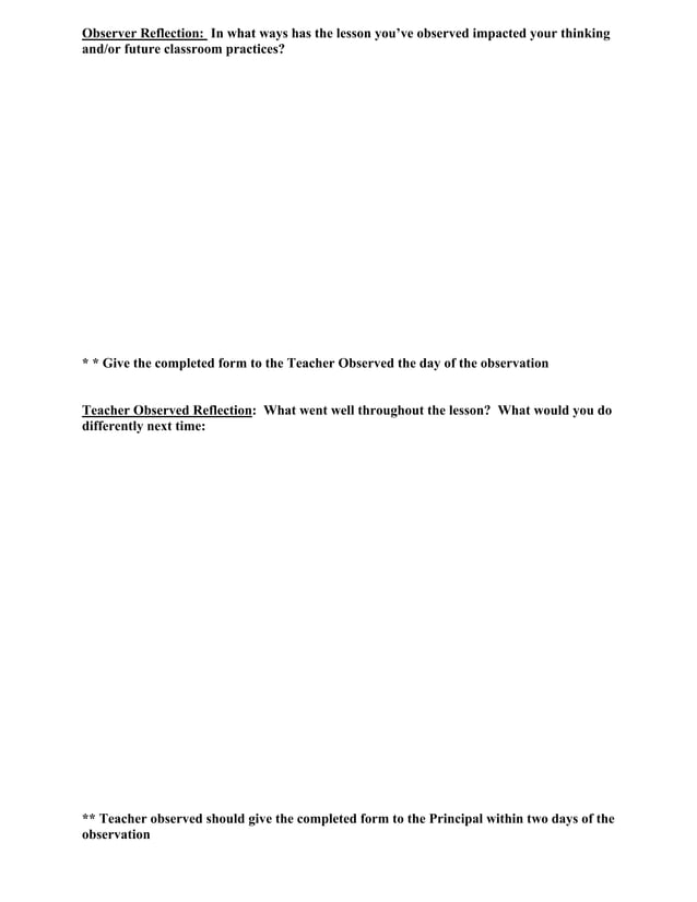 Peerto peerclassroomobservationform | PDF | Educational Assessment ...