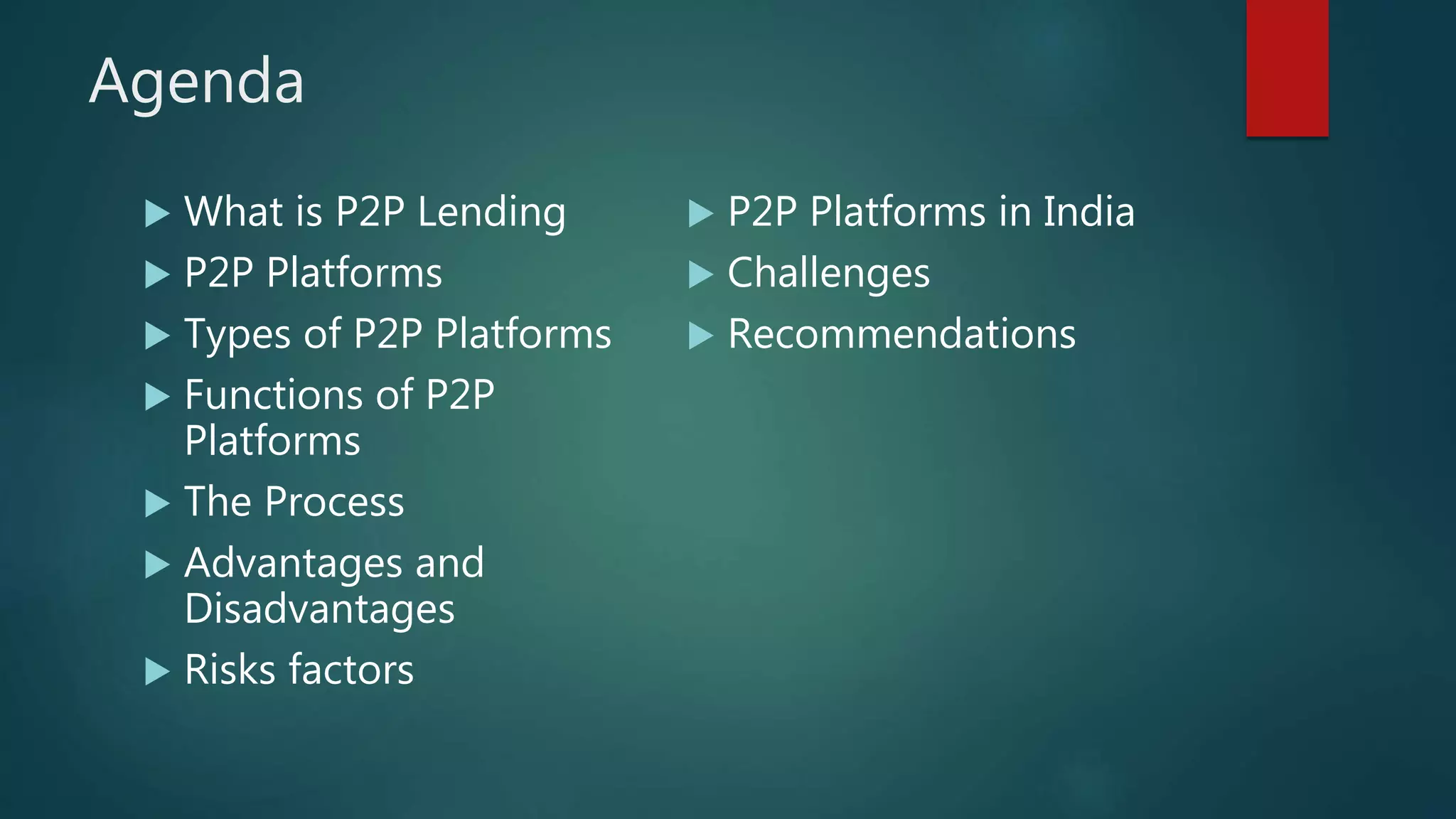 Peer to peer lending | PPTX