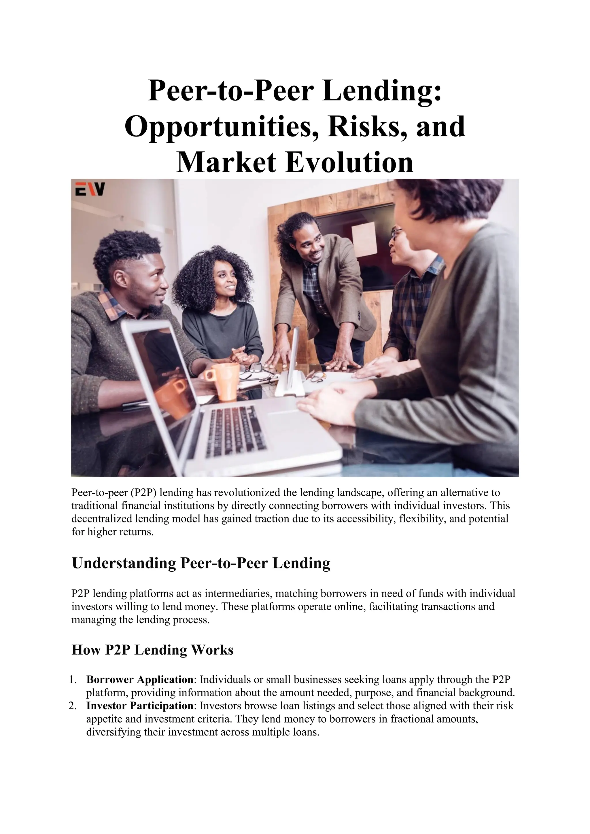 Peer-to-Peer Lending: How It Works, Advantages & Risks | Enterprise ...