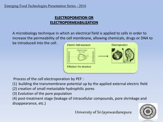 Pulsed Electric Field For Food Processing Technology | PPTX