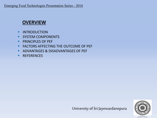 Pulsed Electric Field For Food Processing Technology | PPTX