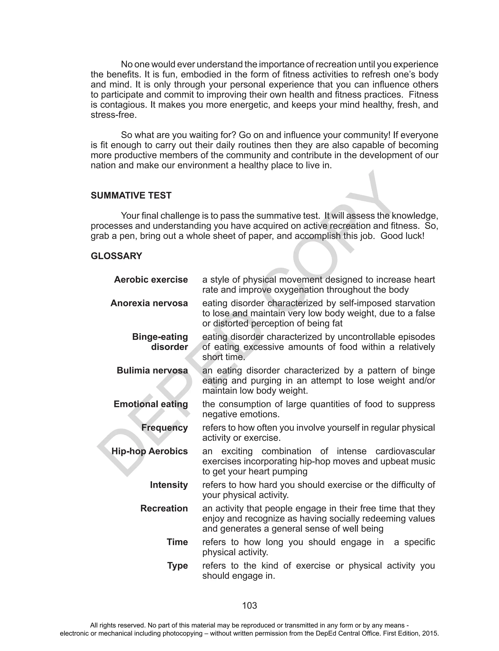 MAPEH (PE - Active Recreation (Fitness)) | PDF