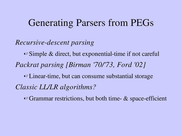 Parsing Expression Grammars | PPT