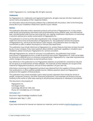 Pega knowledge-86-install-guide | PDF | Computer Software and Applications | Computing