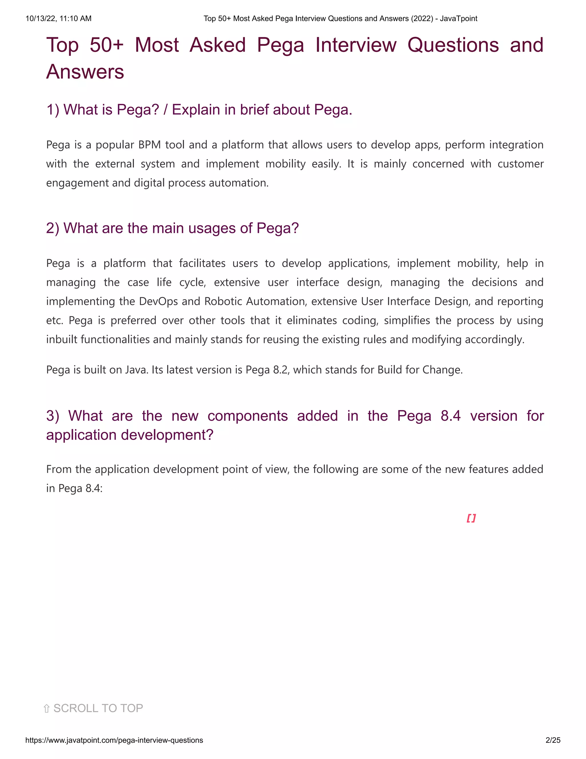 Pega 50+ interview Q&A.pdf | Web Development | Internet