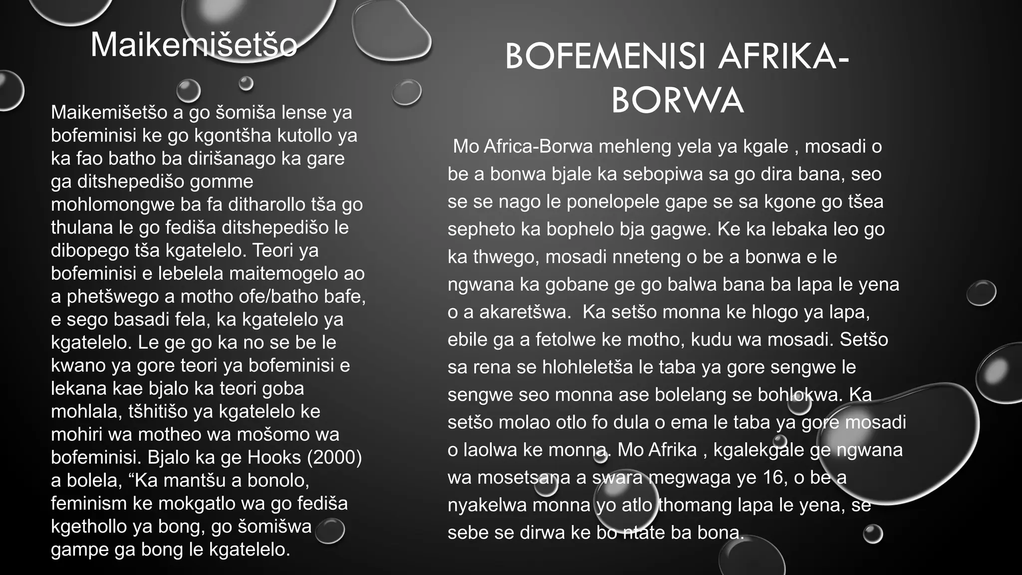 Pego ya bofemenisi go lebeletswe Lenong la gauta | PPTX