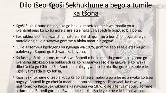 Pego ya AFT 121 e mabapi le tshekatsheko ya histori ya Kgosi Sekhukhune gammogo le sererwa sa ...