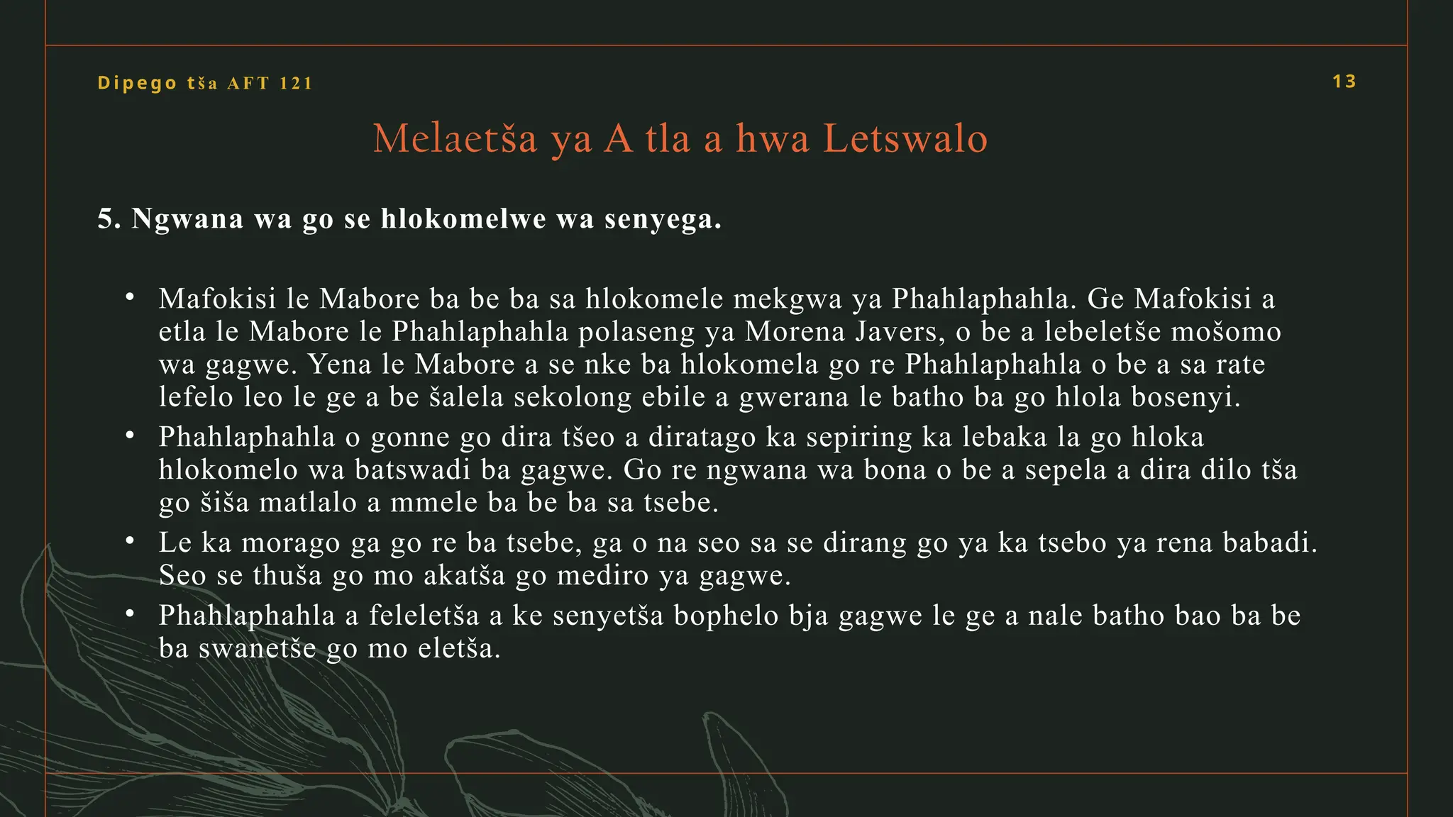 Pego ya Molaetša wa A tla a hwa letswalo.pptx