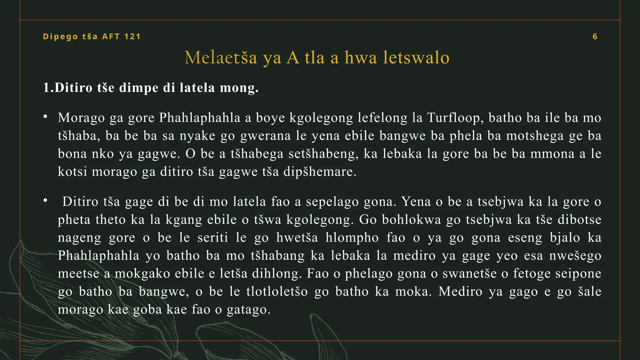 Pego ya Molaetša wa A tla a hwa letswalo.pptx