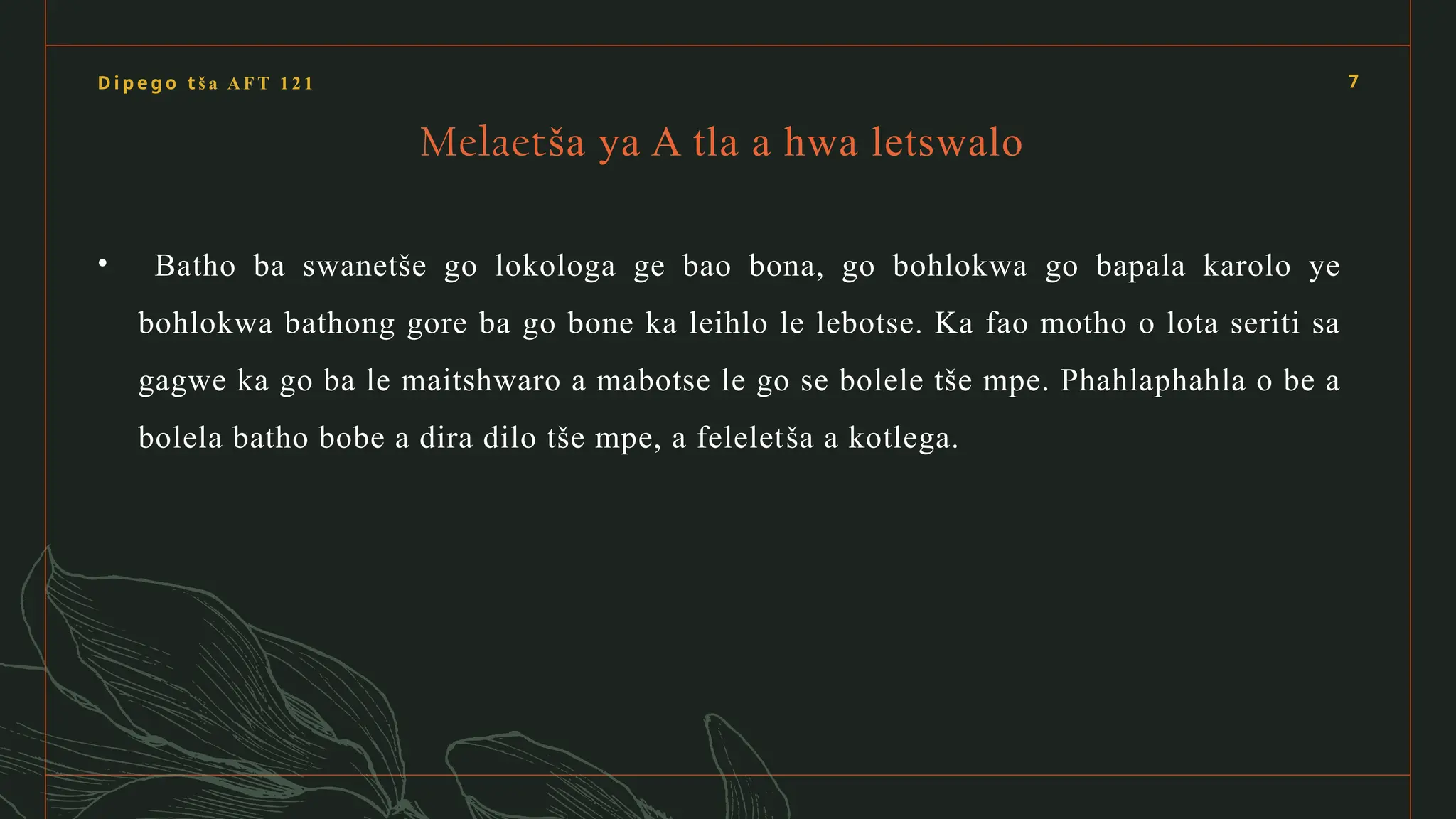Pego ya Molaetša wa A tla a hwa letswalo.pptx