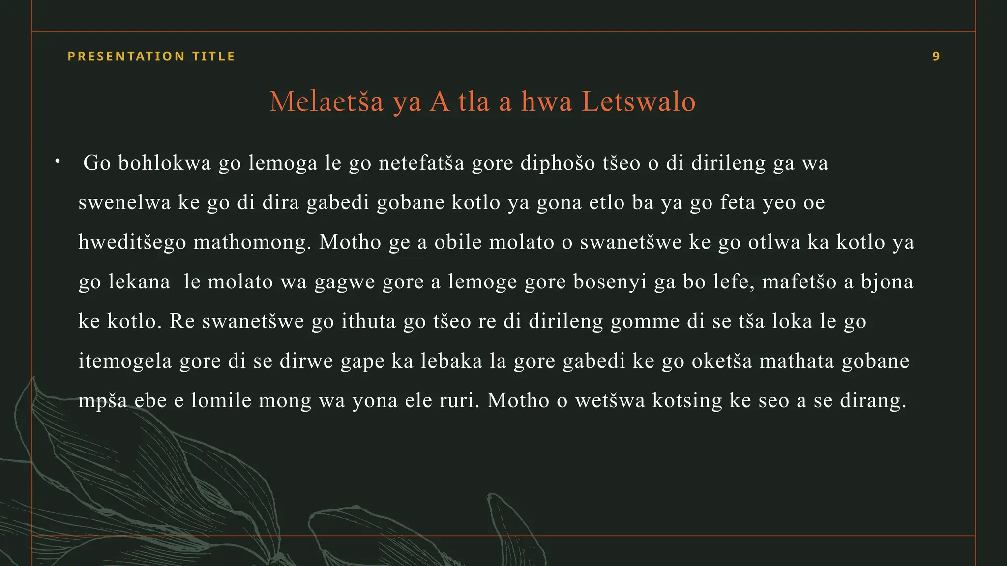 Pego ya Molaetša wa A tla a hwa letswalo.pptx