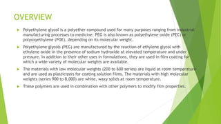 PEG, Pharmaceutical Product Development sem8 | PPTX