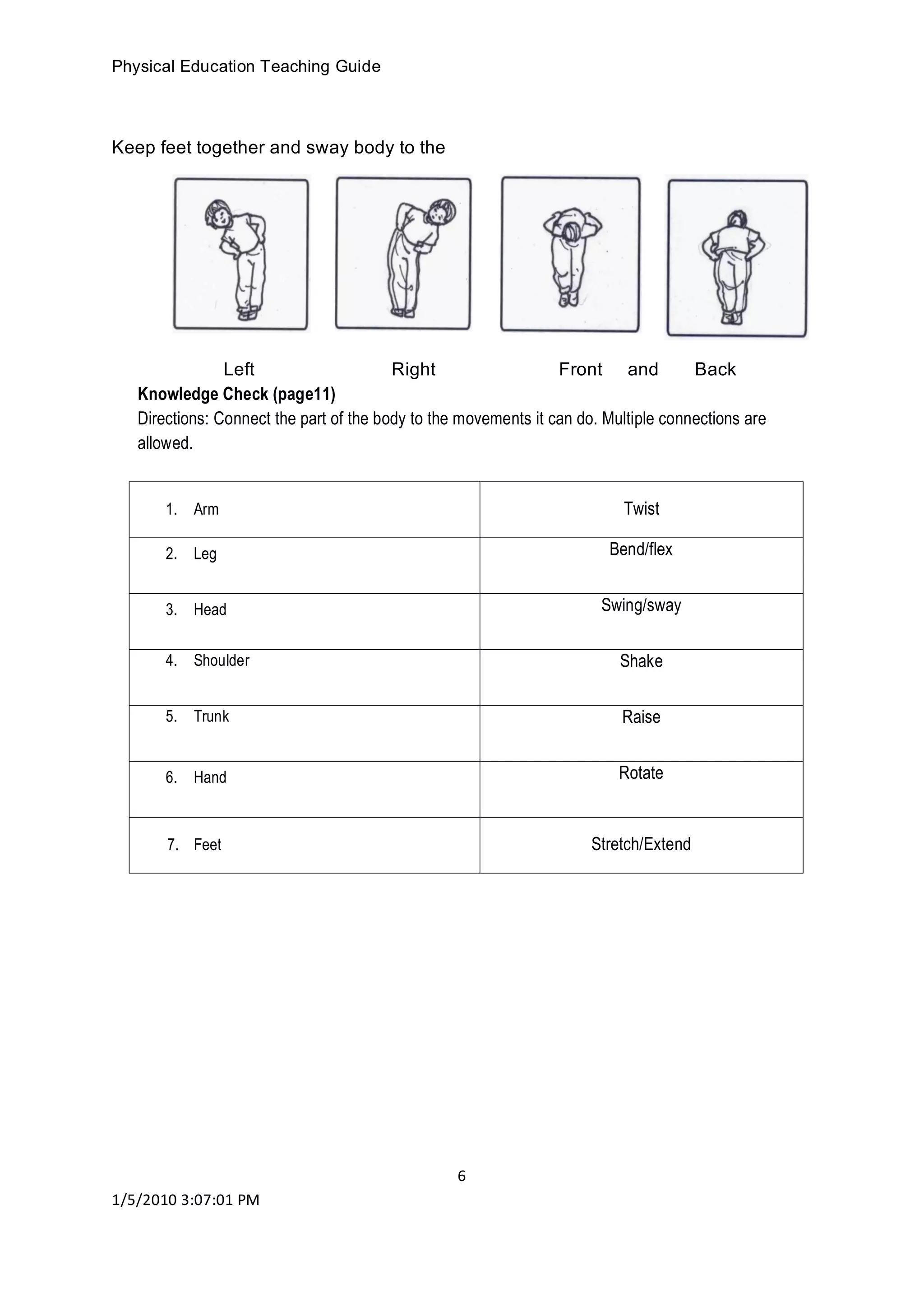 Pe gr. 1 teacher's guide (q1&2) | PDF