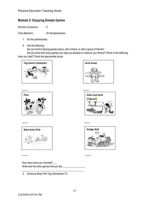 Pe gr. 1 teacher's guide (q1&2) | PDF
