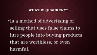 PE Health and Fitness Quackery | PPTX