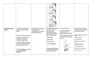 Physical Education an Health Quarter 1 Week 1 | DOCX