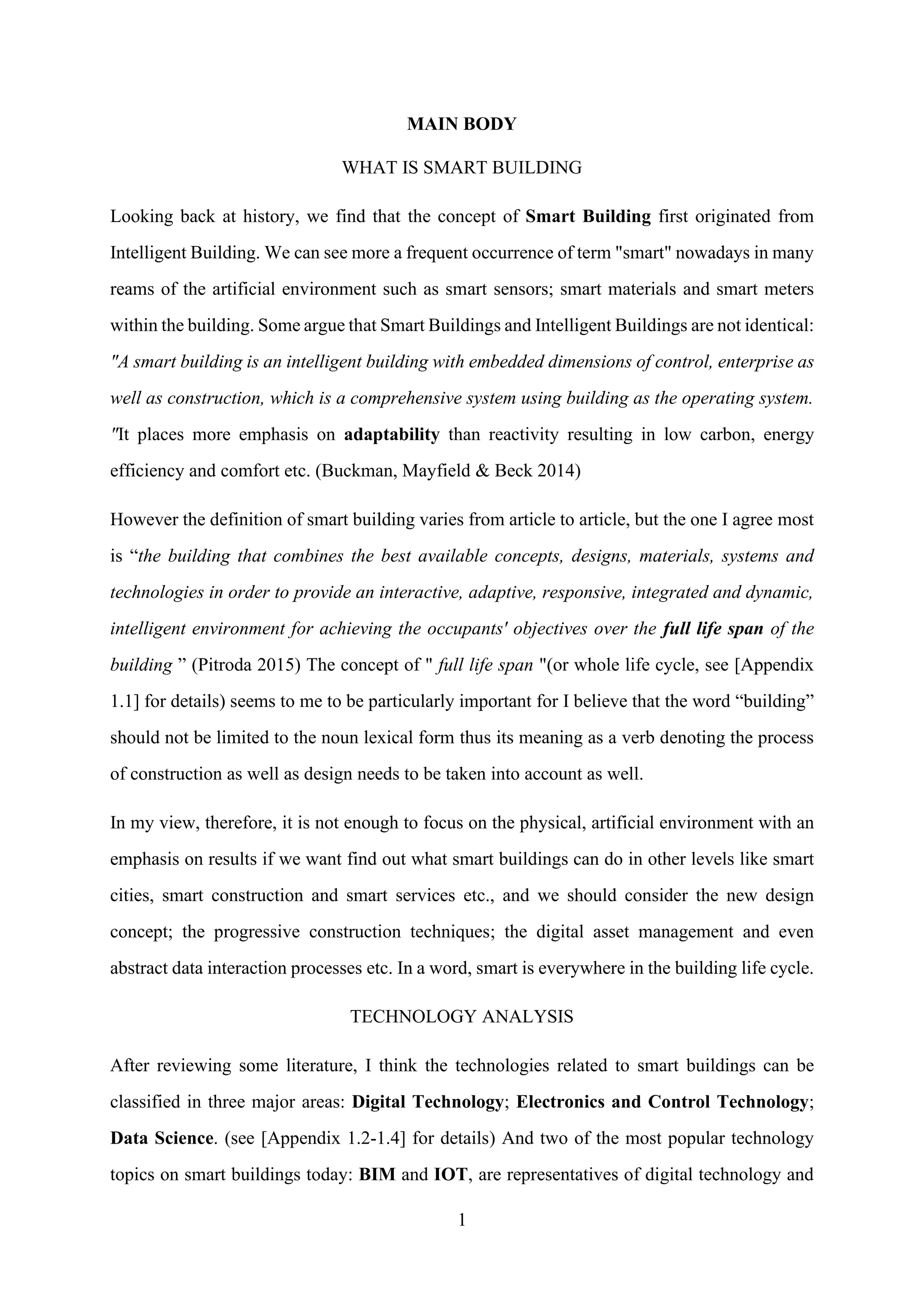Smart Building Technical Report with Case Study | PDF