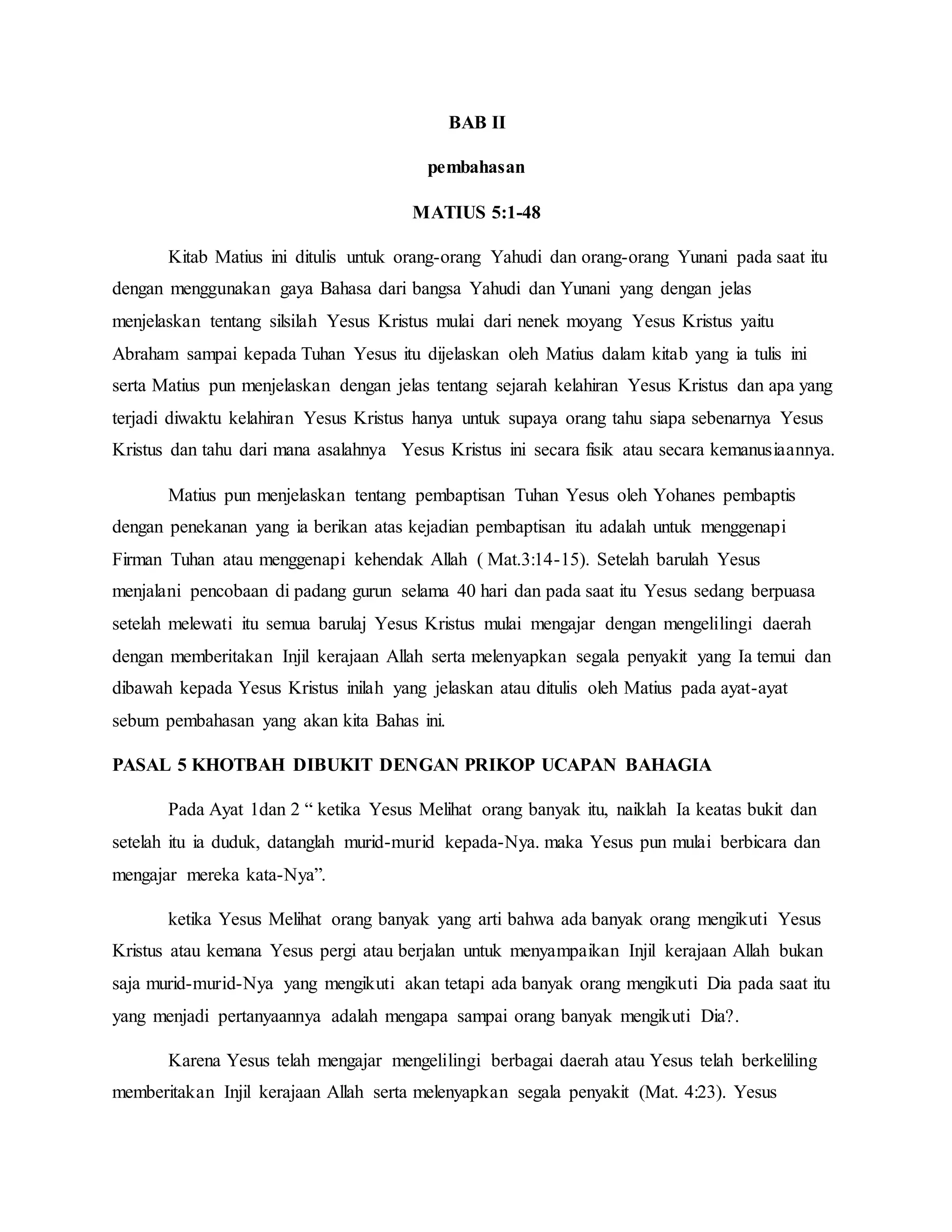 Peiper tafsiran perjanjian baru (Matius 5) Adrian Dunggun | DOCX