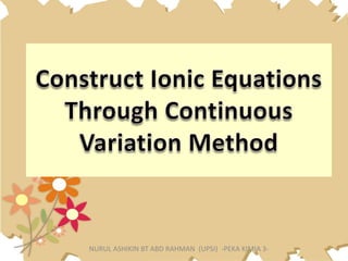 Experiment Construct Ionic Equations Through Continuous Variation ...