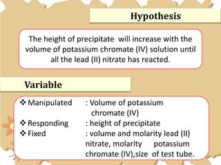 Experiment Construct Ionic Equations Through Continuous Variation Method | PPTX