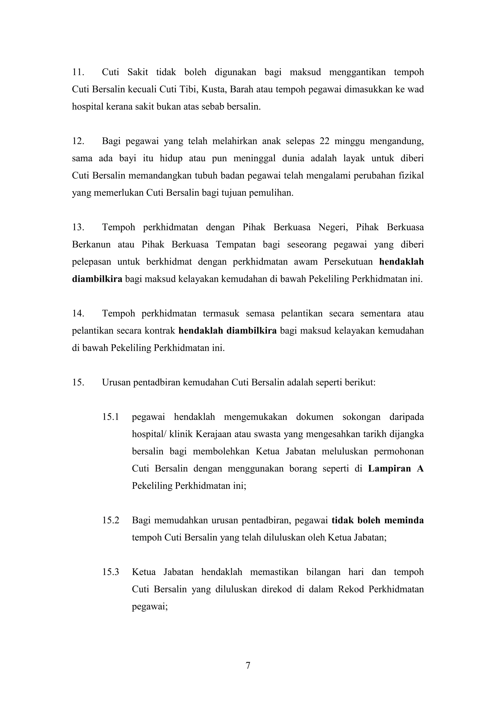 Pekeliling cuti bersalin | PDF